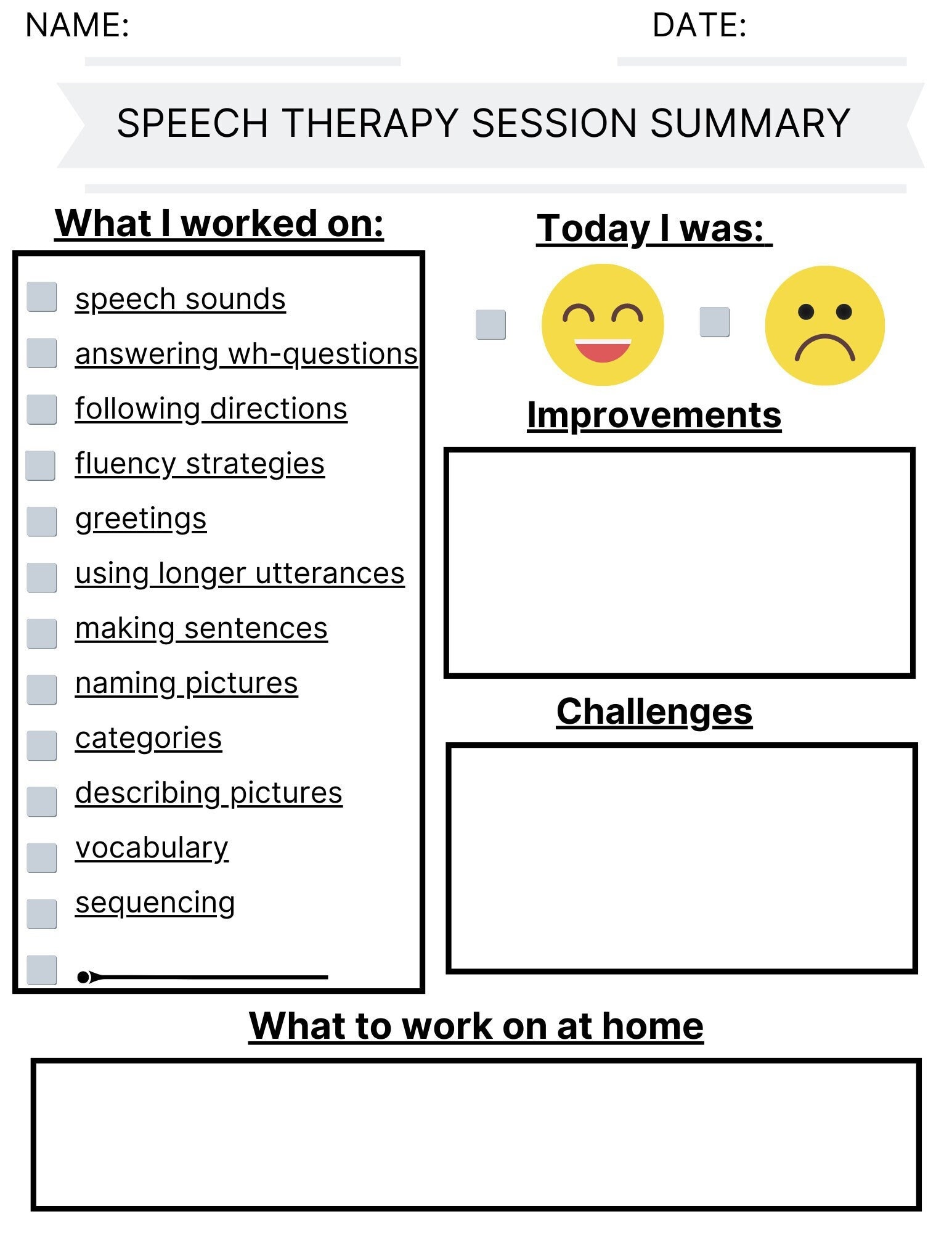 Speech Therapy Daily Session Note, SLP Session Summary, Speech ...