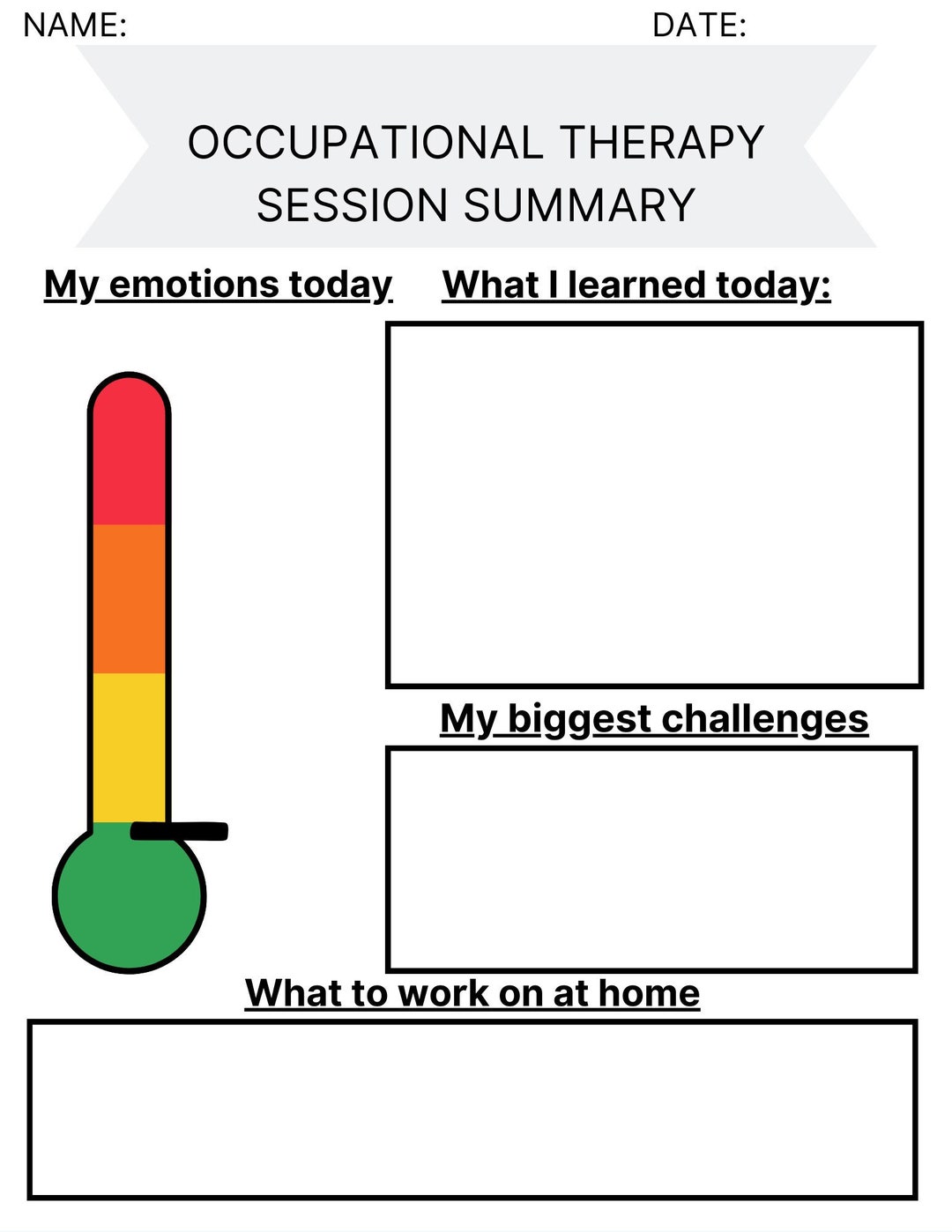 Occupational Therapy Session Summary Note - Etsy