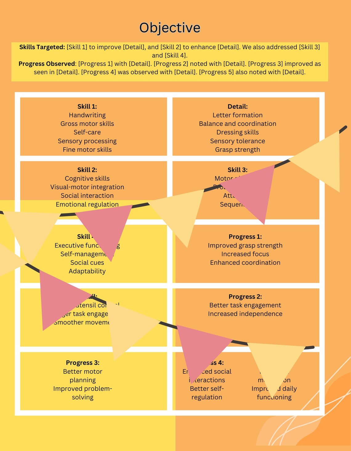 Pediatric OT Daily Session Note Template | SOAP Format | Fill-in-the ...