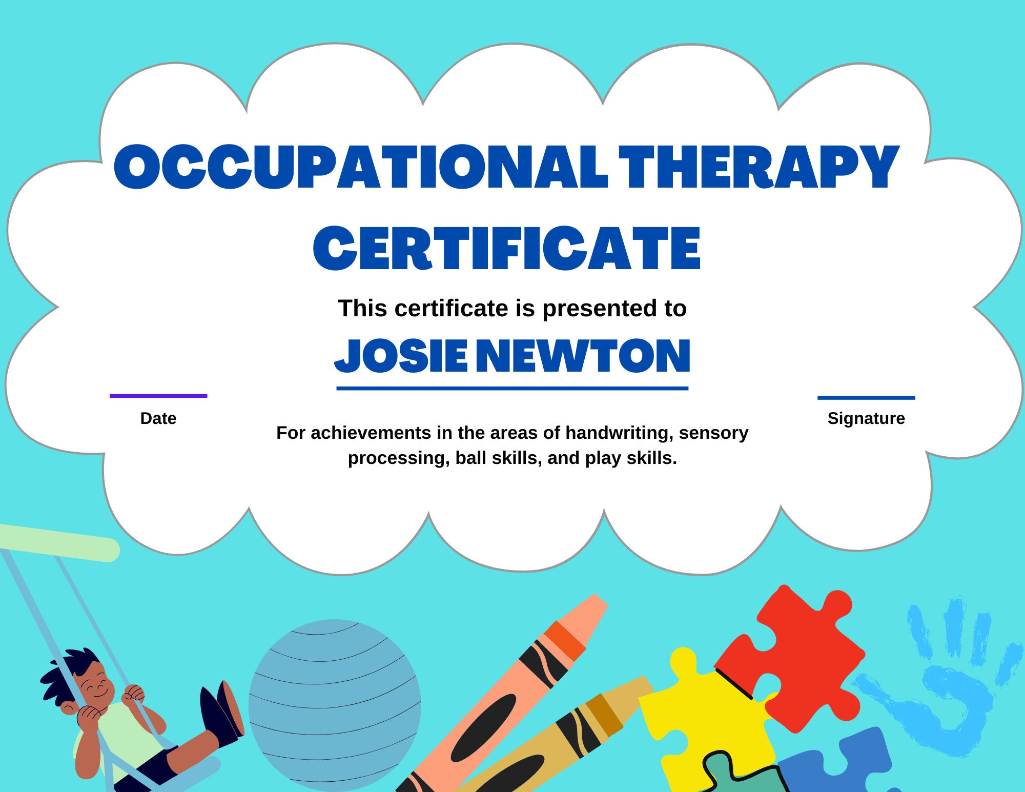 Occupational Therapy Graduation Certificate Printable