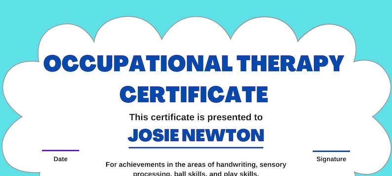 Occupational Therapy Certificate Template - Etsy