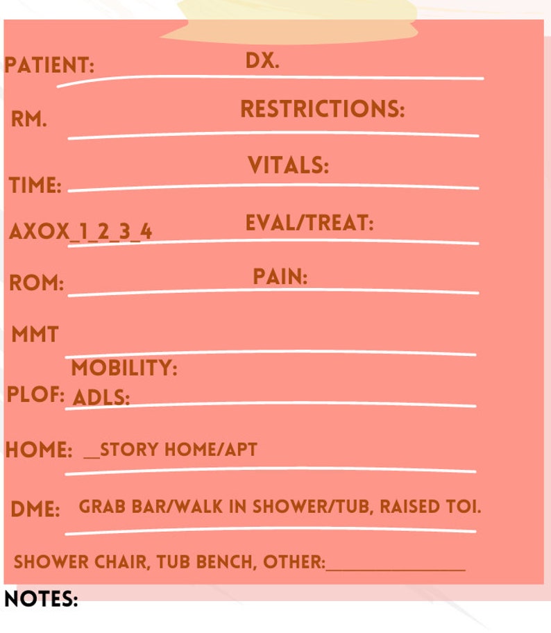 Occupational Therapy, Therapy Planner, Patient Chart Review Template ...