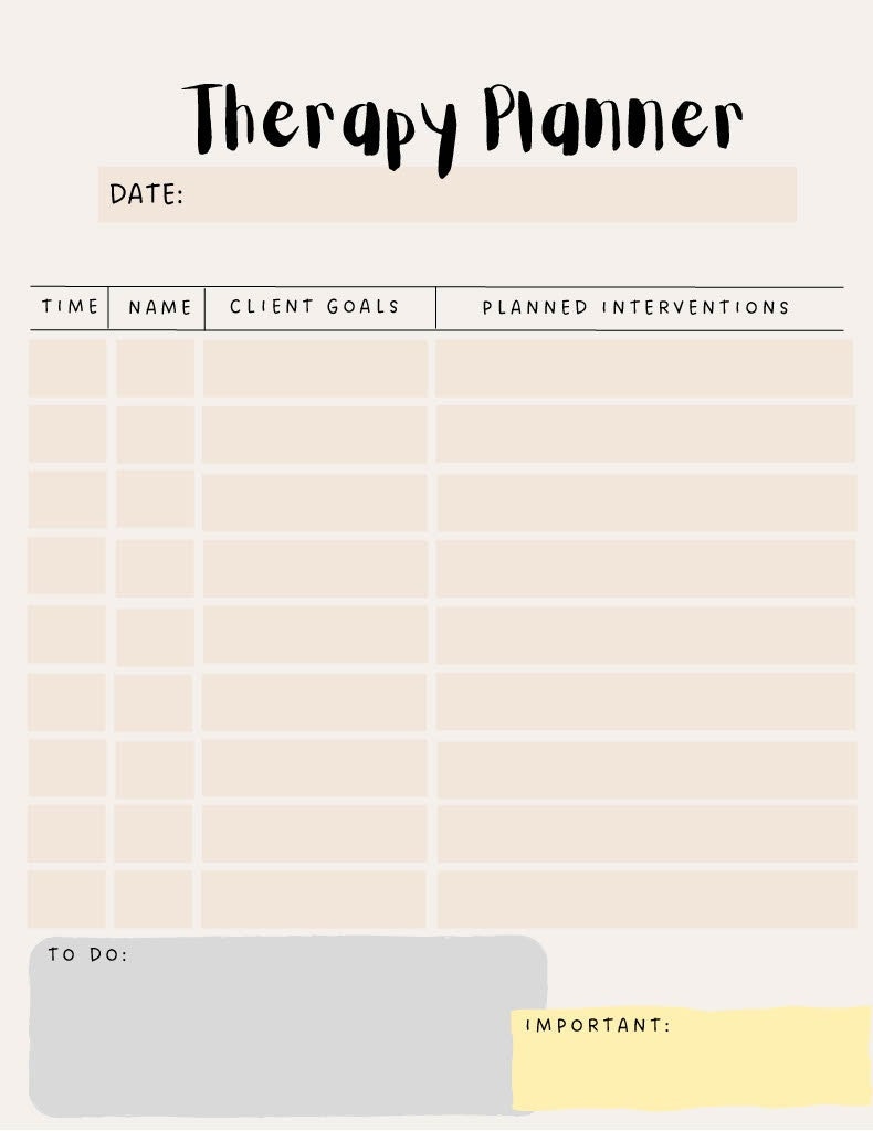 Occupational/physical/speech Therapy Daily Planner - Etsy