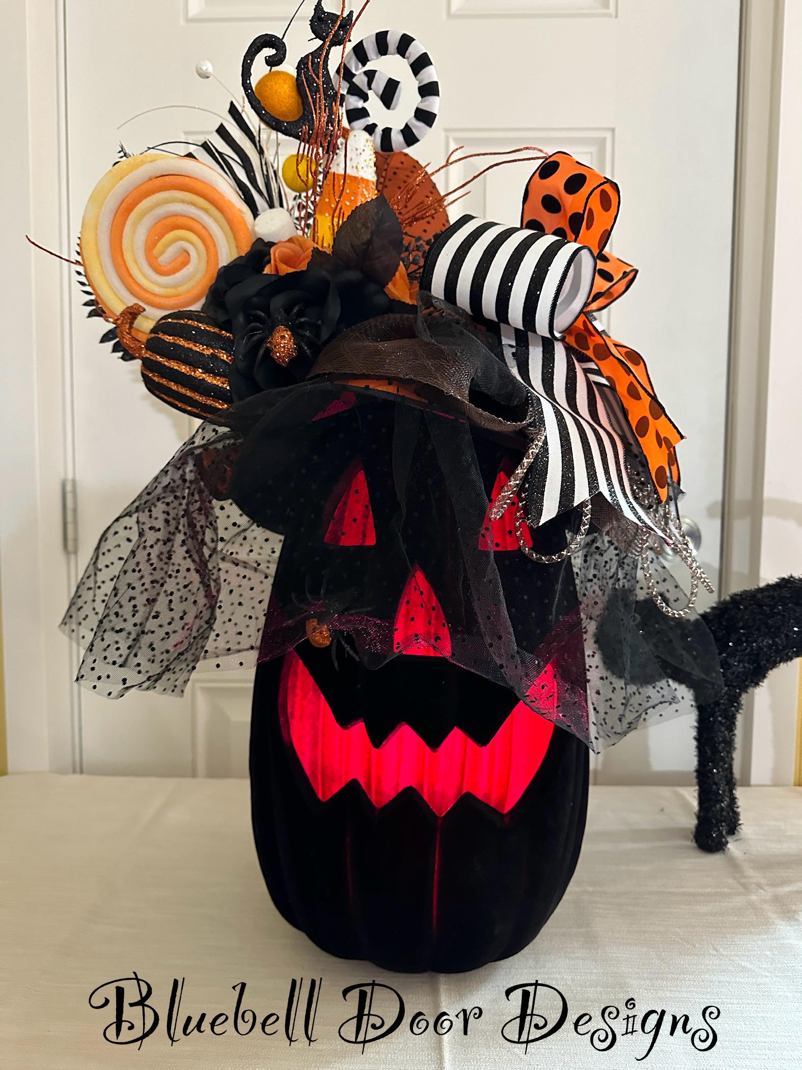Large Halloween Jack-o-lantern, Light up Pumpkin, Glam Pumpkin, Large ...