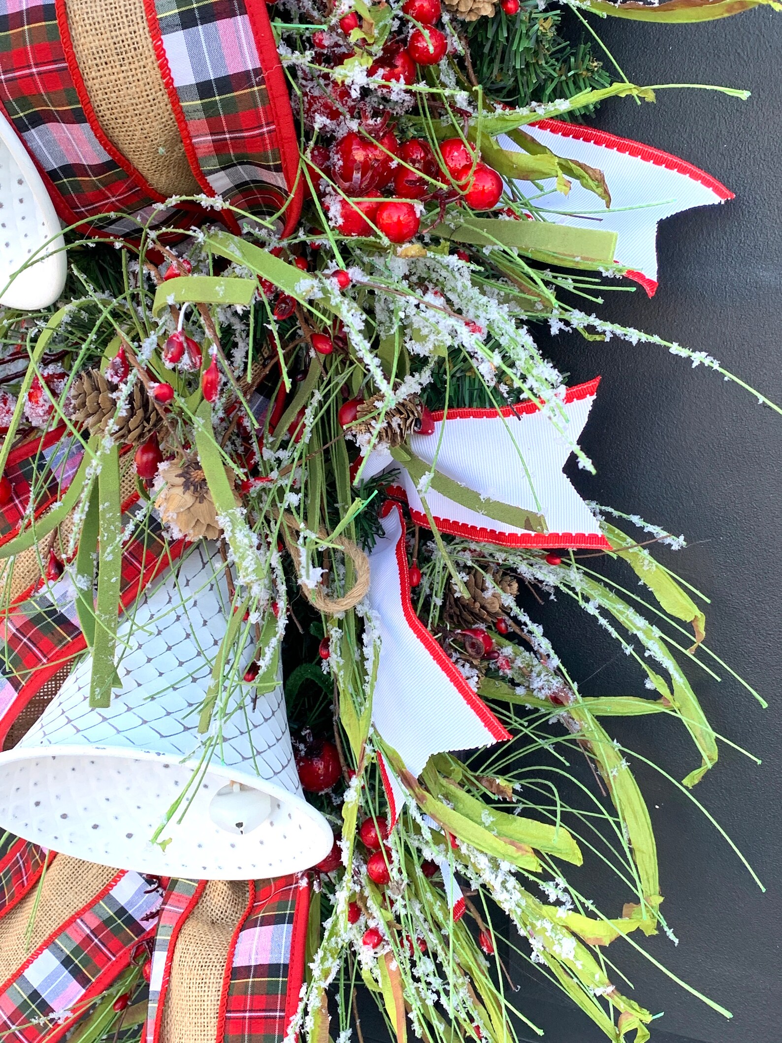 Christmas Door Swag, Holiday Door Swag, Rustic Christmas Bell Swag ...