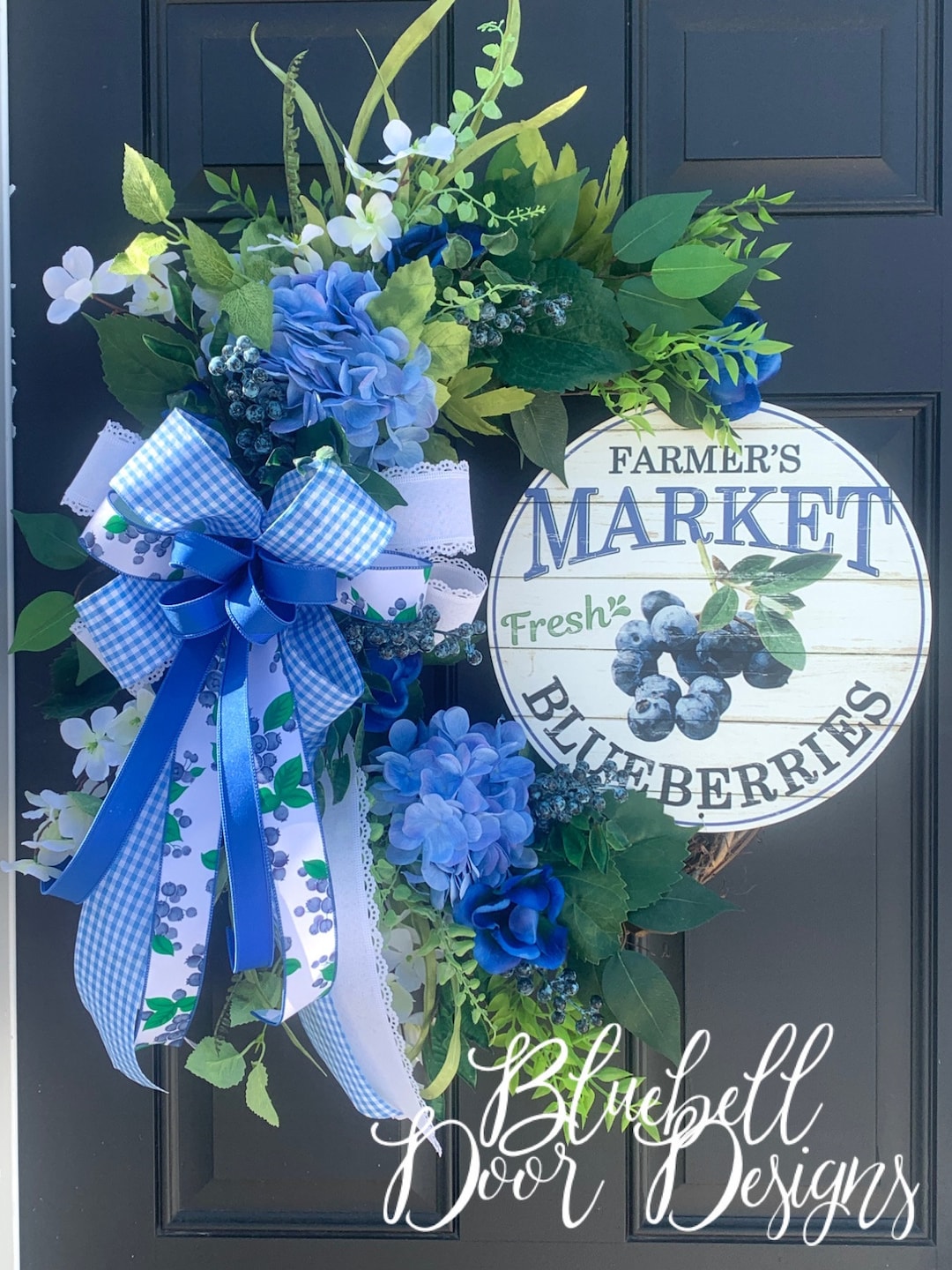 Blueberry Wreath, Mother's Day Wreath, Farmhouse Wreath, Summer Wreath ...