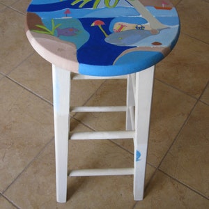 Ocean Beach Scene Barstool - Etsy