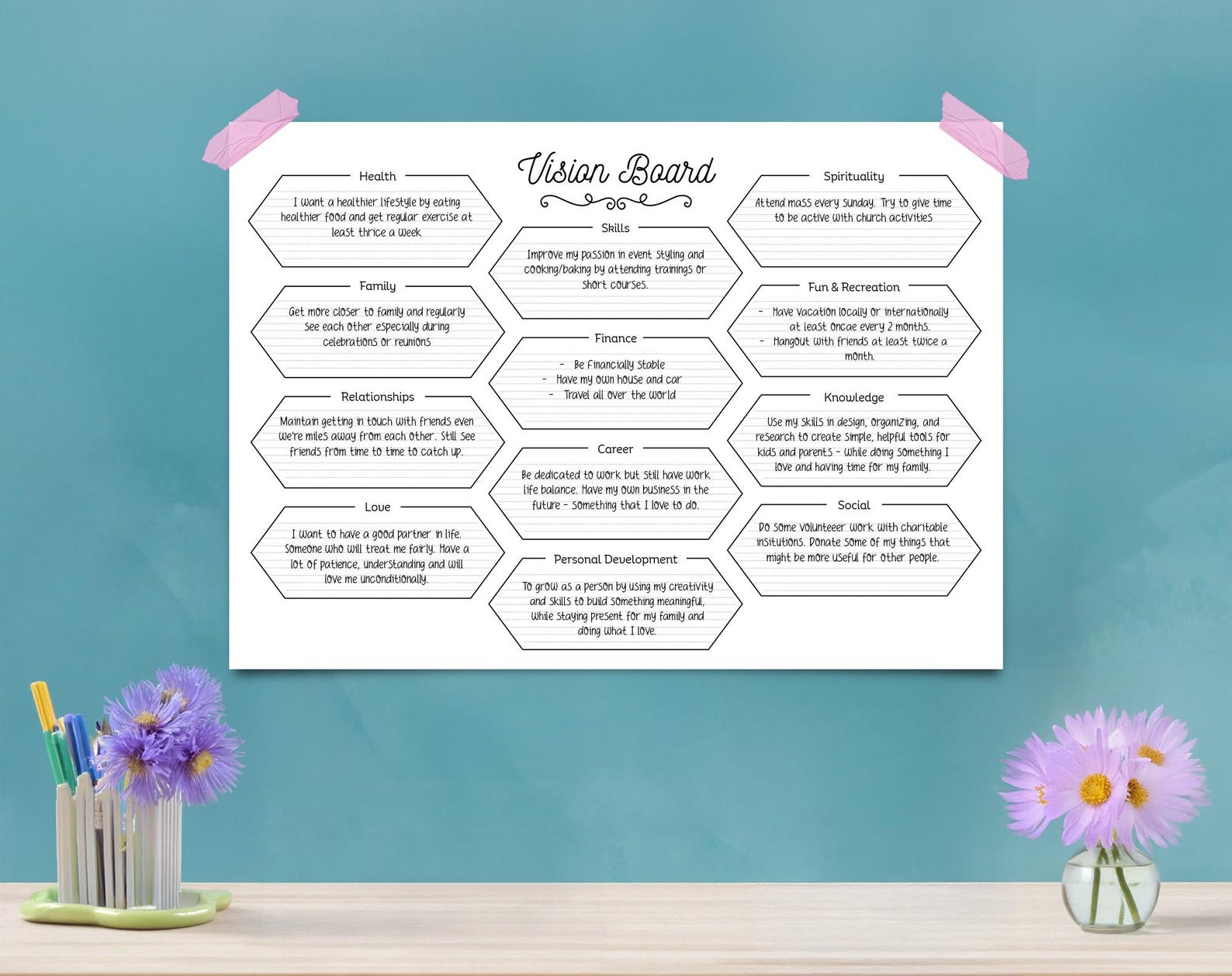 Printable Vision Board Template for Bullet Journal or Planner Print on ...