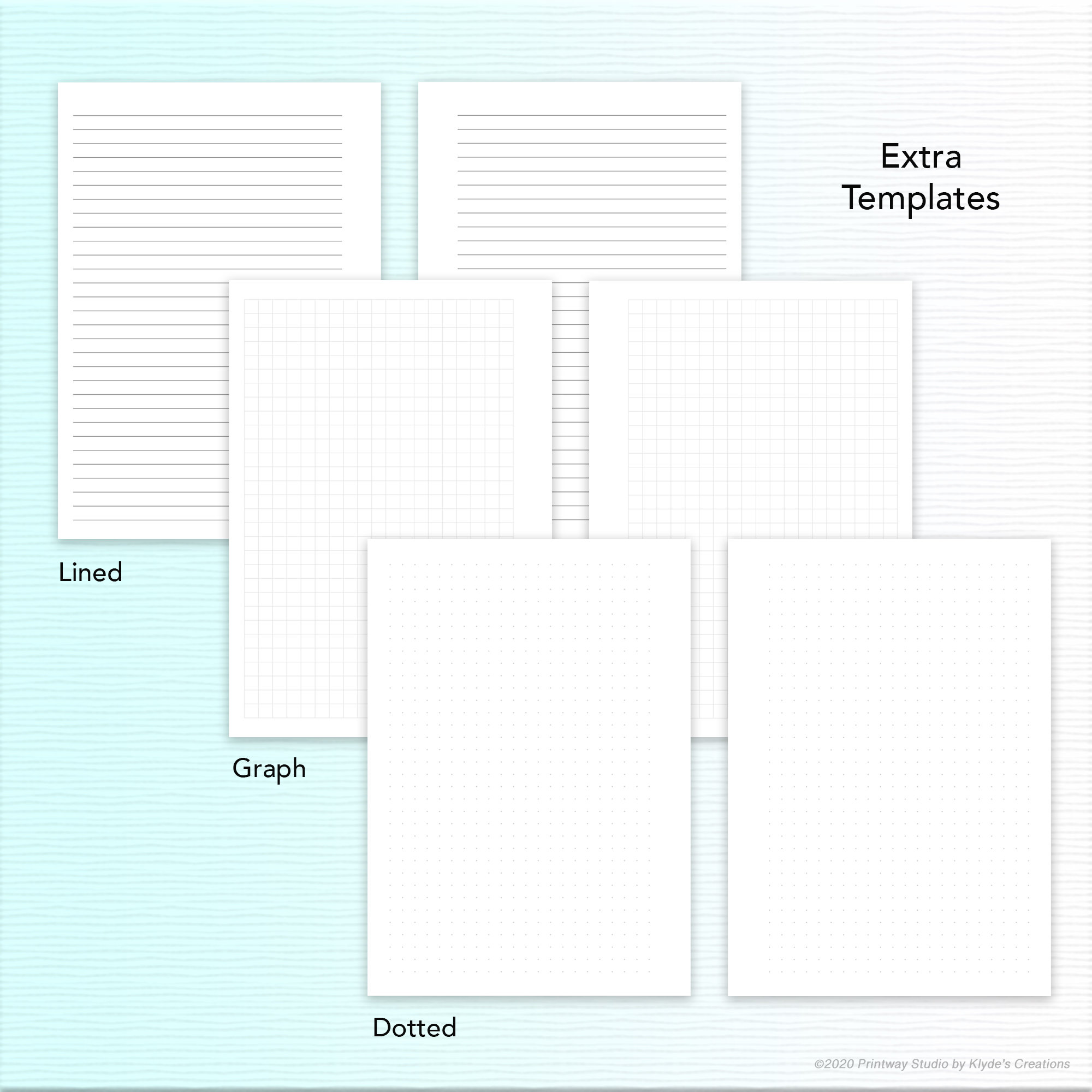 Set of 6 Printable Templates for A4 A5 or A6 sizes blue | Etsy