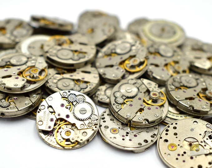Vintage Watch Movement Lot Steampunk Jewelry Supply Small Watch Movements Altered Art Supply