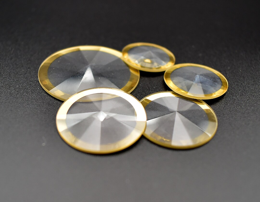 Vintage Pyramid Watch Crystal, Gold Rimmed Faceted Watch Crystals ...