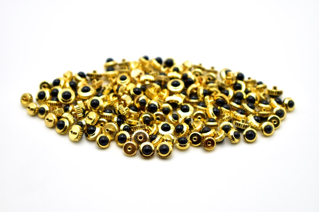 Black Stone Jeweled Gold Toned Watch Crowns, Colored Stone Watch Crowns ...