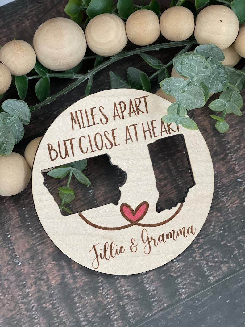 MAGNET Miles Apart but Close at Heart Personalized State to - Etsy