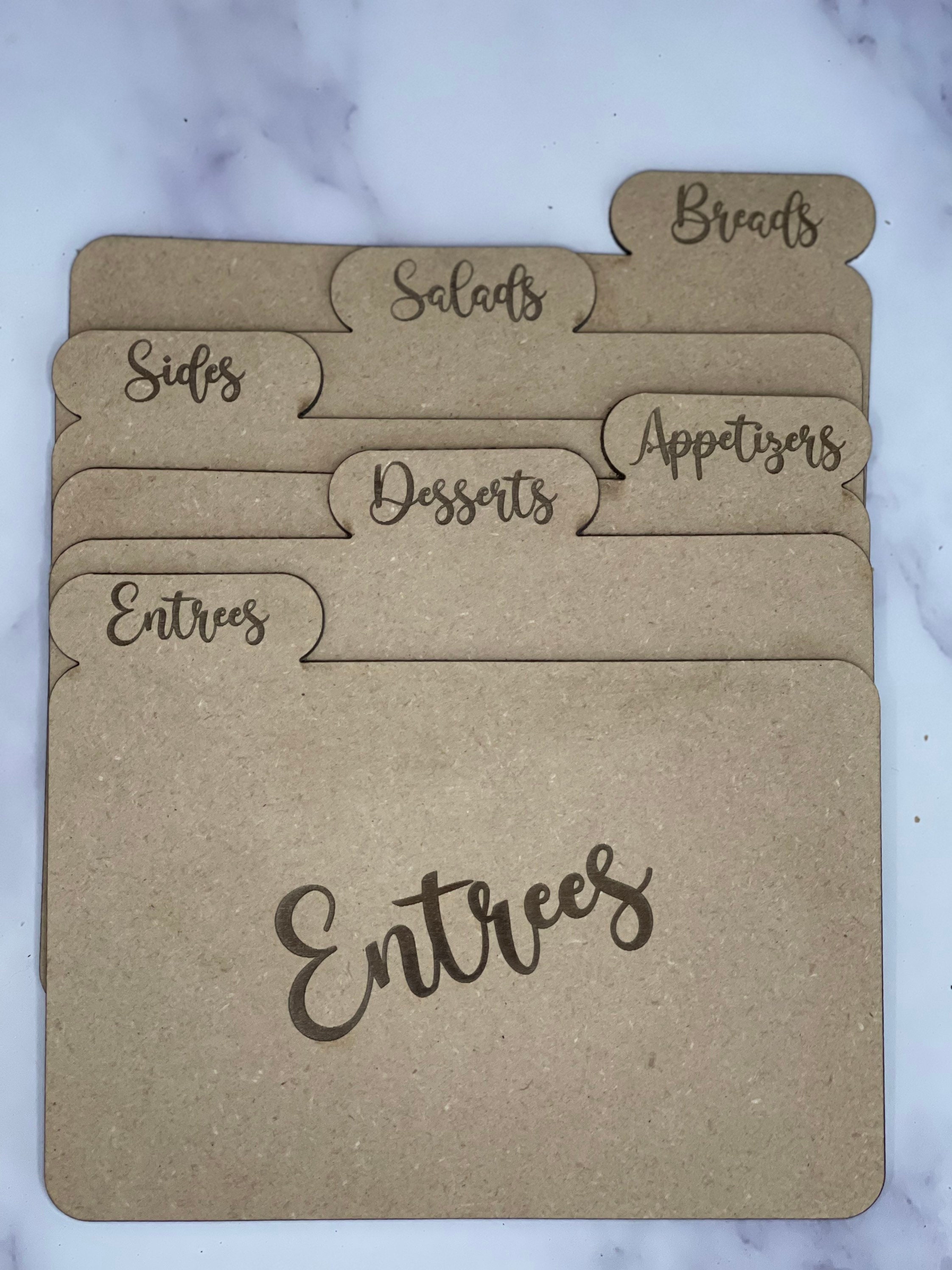 Recipe Card Dividers SVG | Kitchen Organizer Tabs | Printable ...