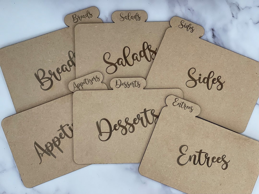 SVG Recipe Card Dividers - FILE ONLY -entrees, Desserts, Appetizers ...