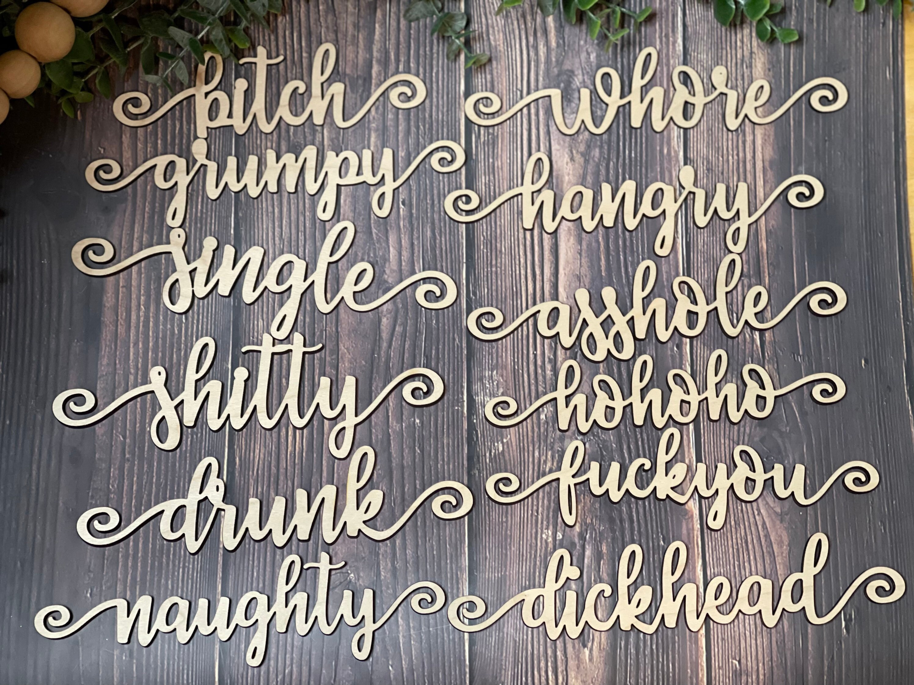 TWELVE NAUGHTY Plate Words SVG File - Etsy