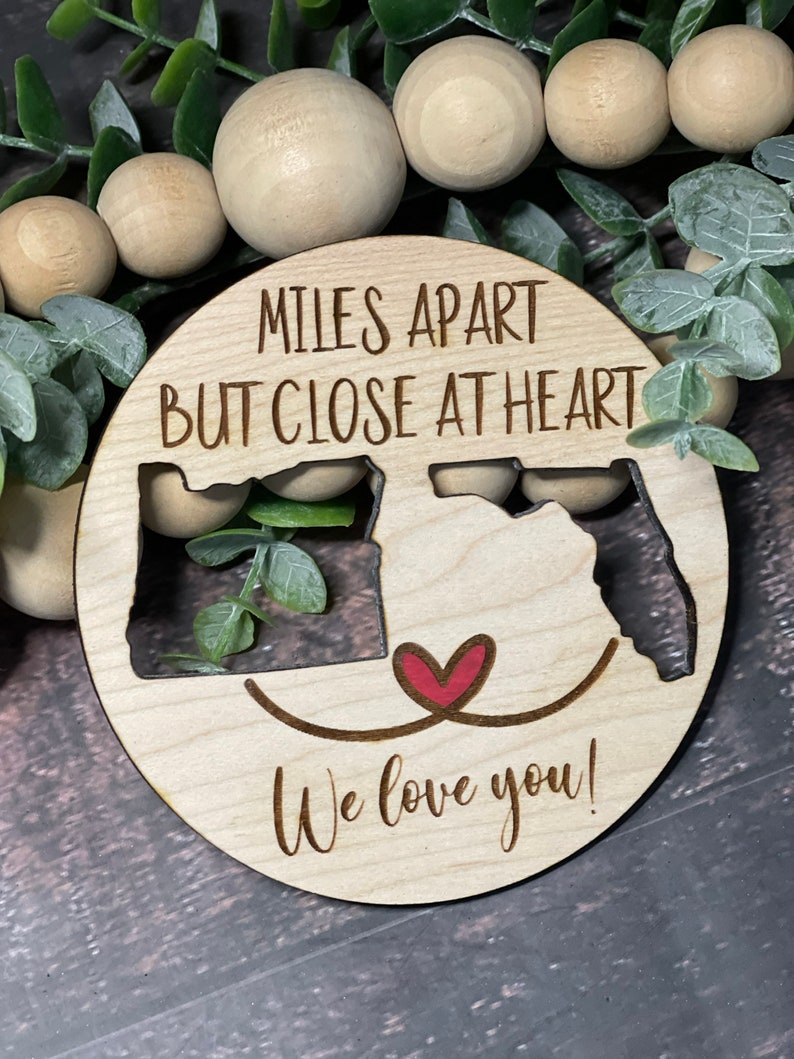 MAGNET Miles Apart but Close at Heart Personalized State to - Etsy
