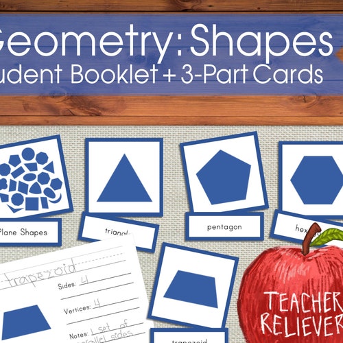 Three-part Cards: Geometry Plane Shapes Teach 2D Basics - Etsy