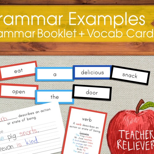 Parts of Speech Elementary 3-part Cards Montessori Grammar - Etsy