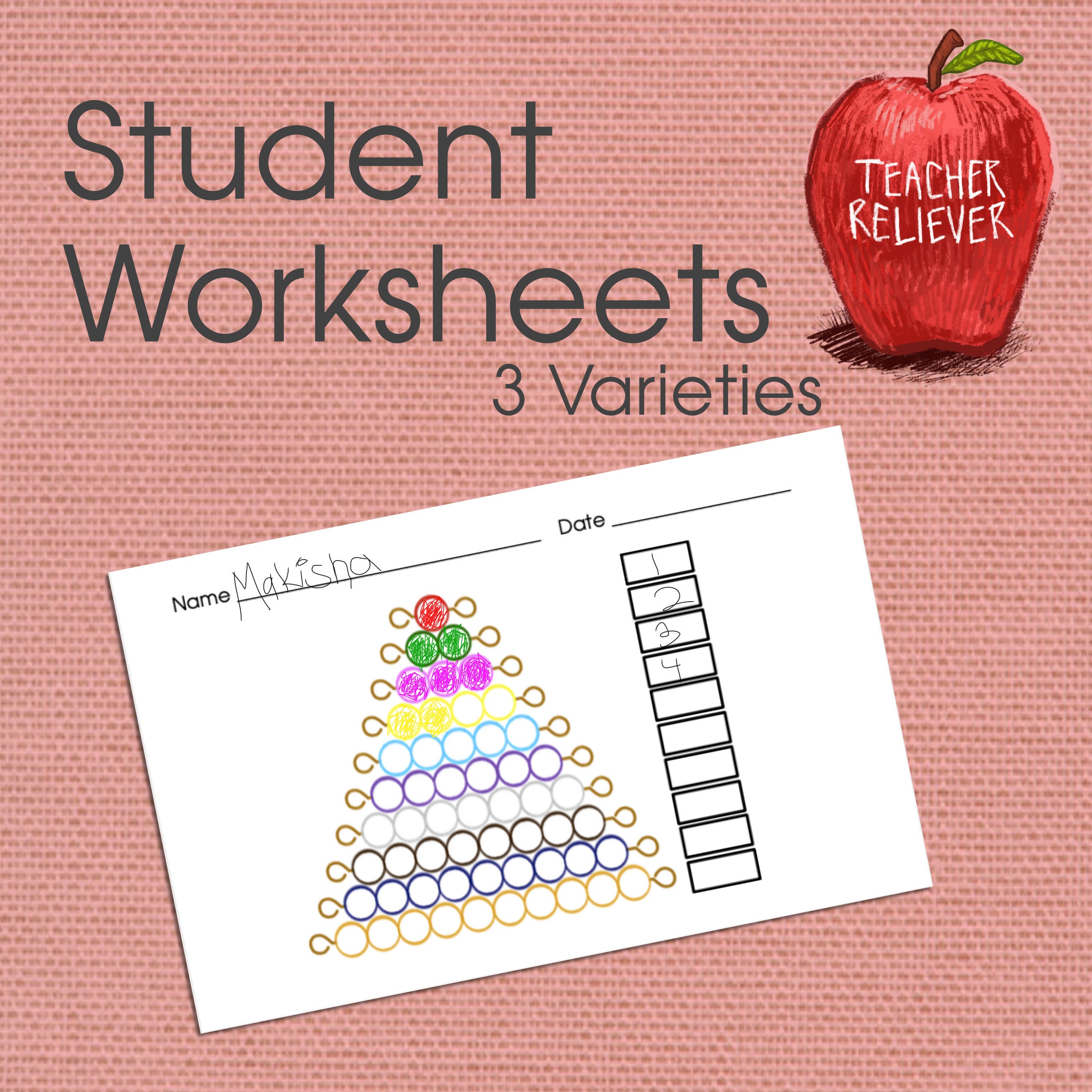 Three-part Cards: Short Bead Stair + Teach Number Words & Numerals ...