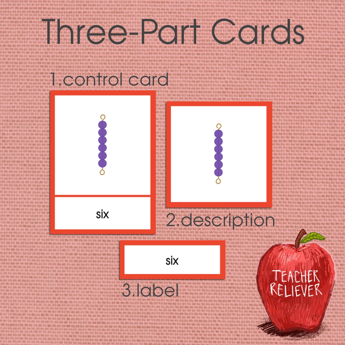 Three-part Cards: Short Bead Stair + Teach Number Words & Numerals ...