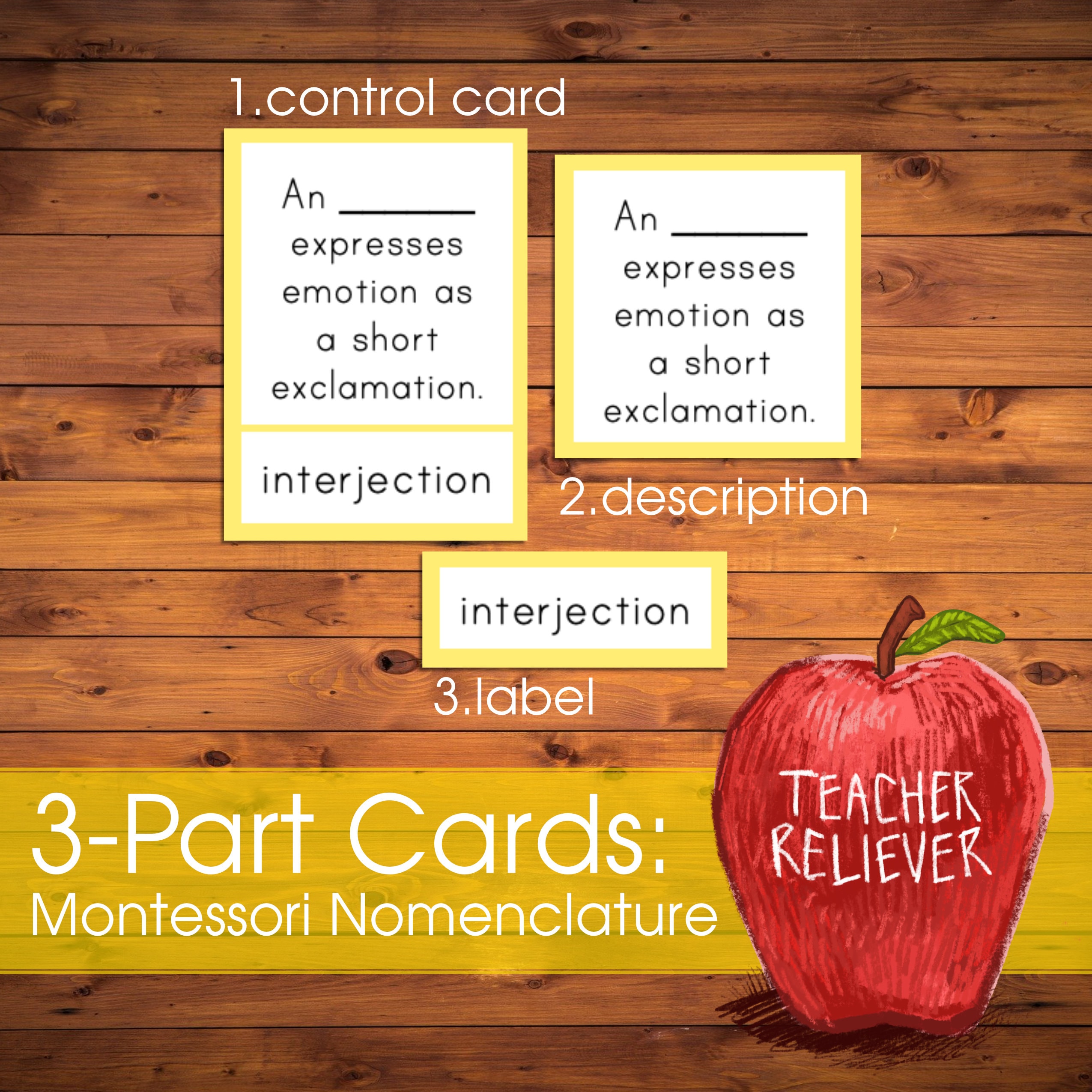 Three-part Cards: Grammar Teach Parts of Speech Montessori - Etsy