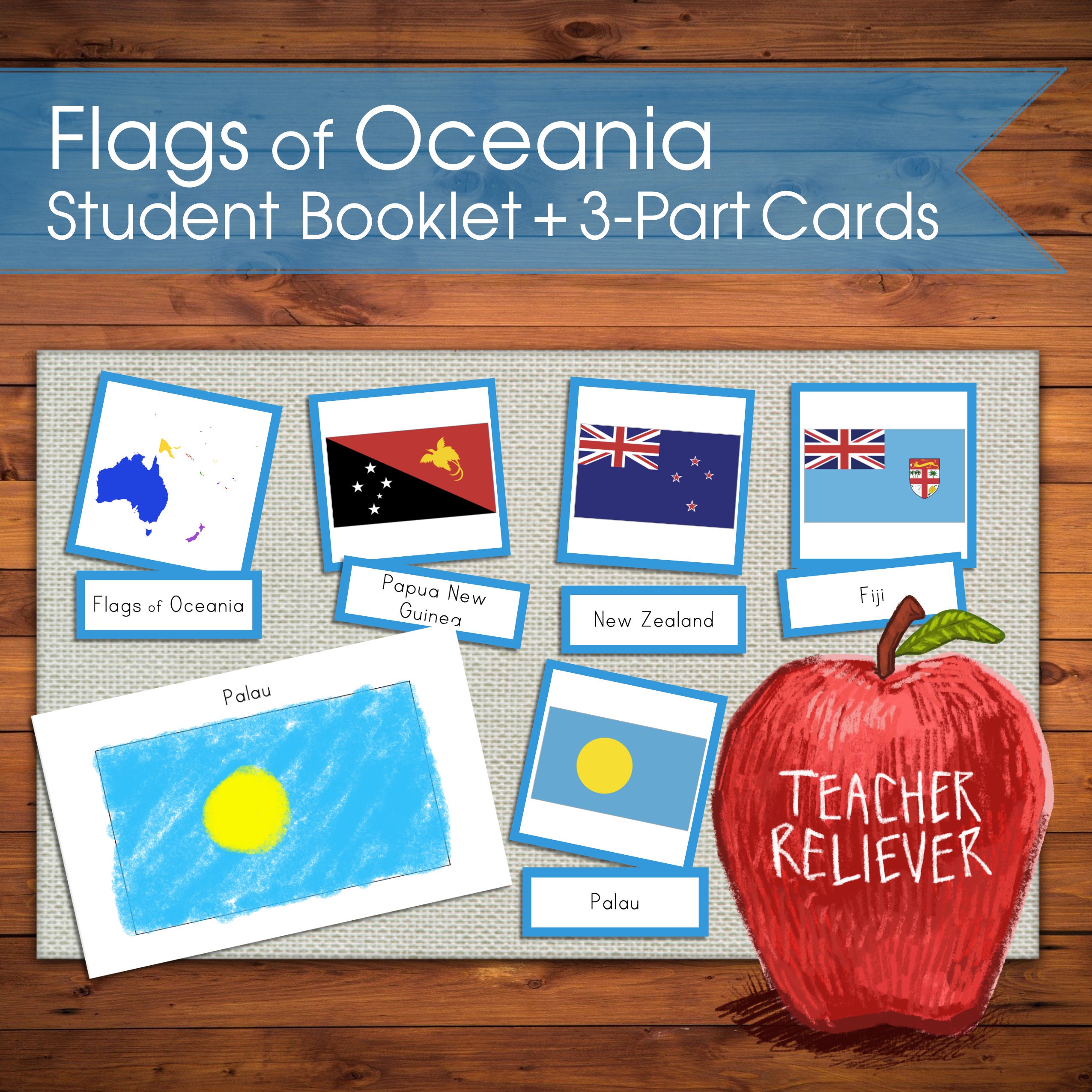 Three-part Cards: Geography World Country Flags Bundle Teach Montessori ...