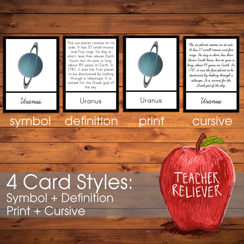 Three-part Cards: Solar System Planets Teach Outer Space - Etsy
