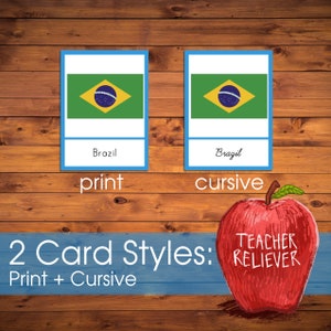 Three-part Cards: Geography South America Country Flags + Teach ...