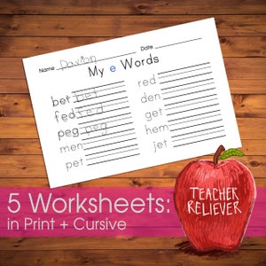 Three-part Cards: Pink Series + Teach Vowels & CVC Words + Montessori ...