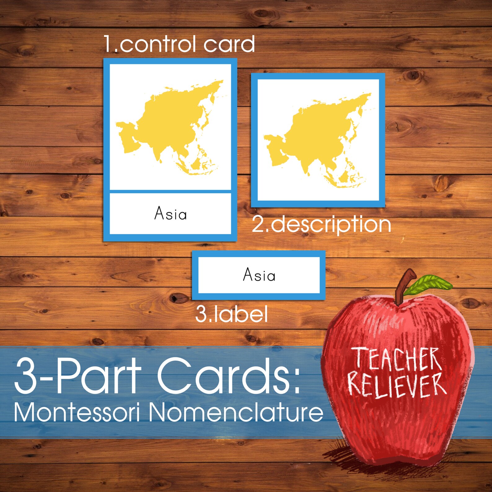 Three-part Cards: Geography Continents Teach Map Skills - Etsy