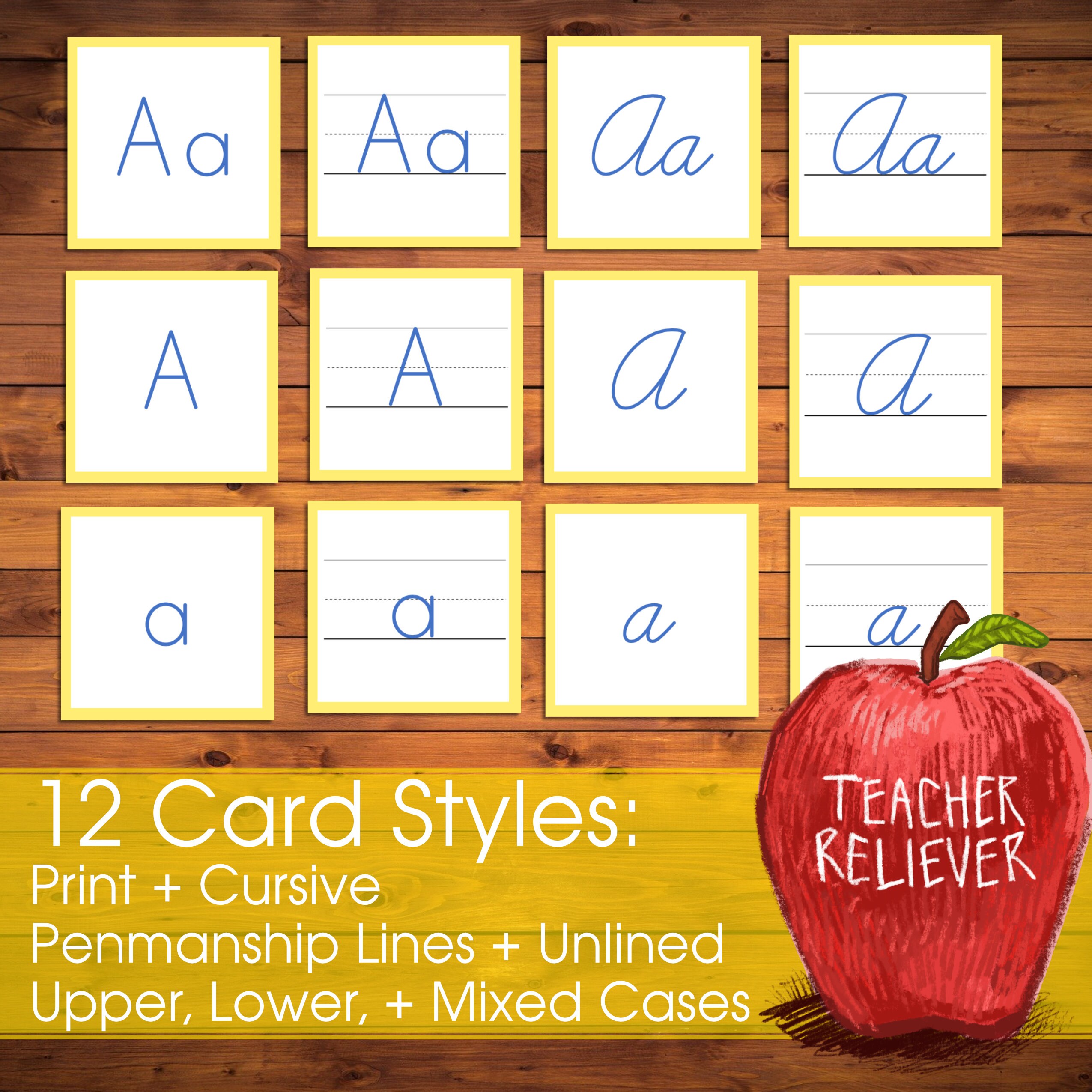 Color Coded Alphabet Cards: Print and Cursive Letters + Teach ...