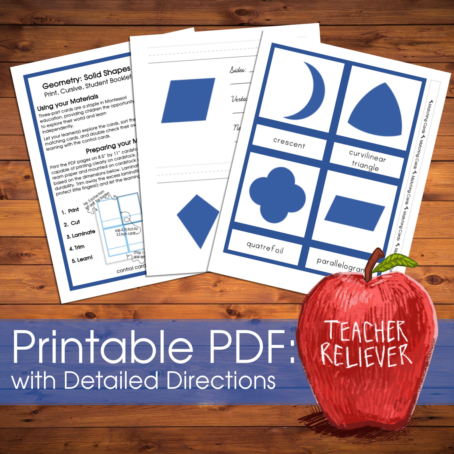 Three-part Cards: Geometry Plane Shapes + Teach 2D Basics + Montessori ...