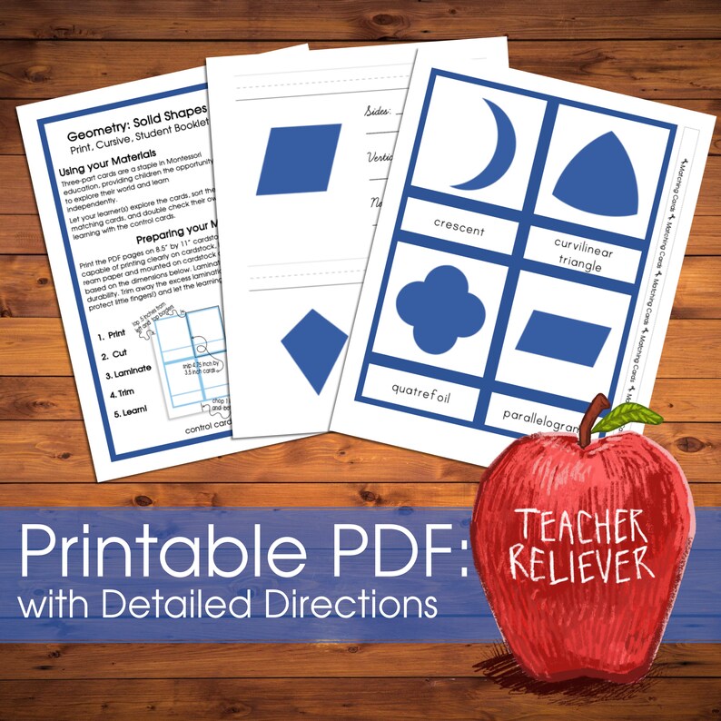 Three-part Cards: Geometry Plane Shapes + Teach 2D Basics + Montessori ...