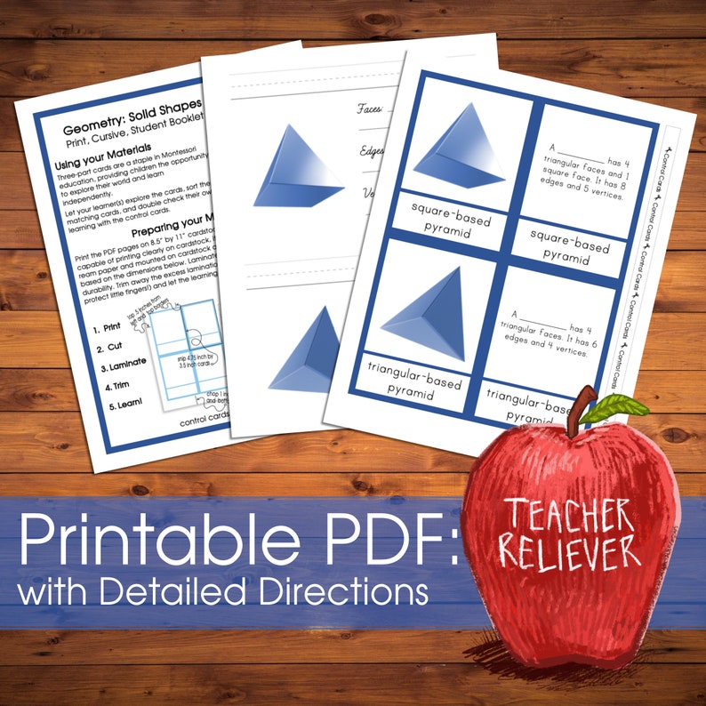 Three-part Cards: Geometry Solids + Teach Solids + Montessori ...