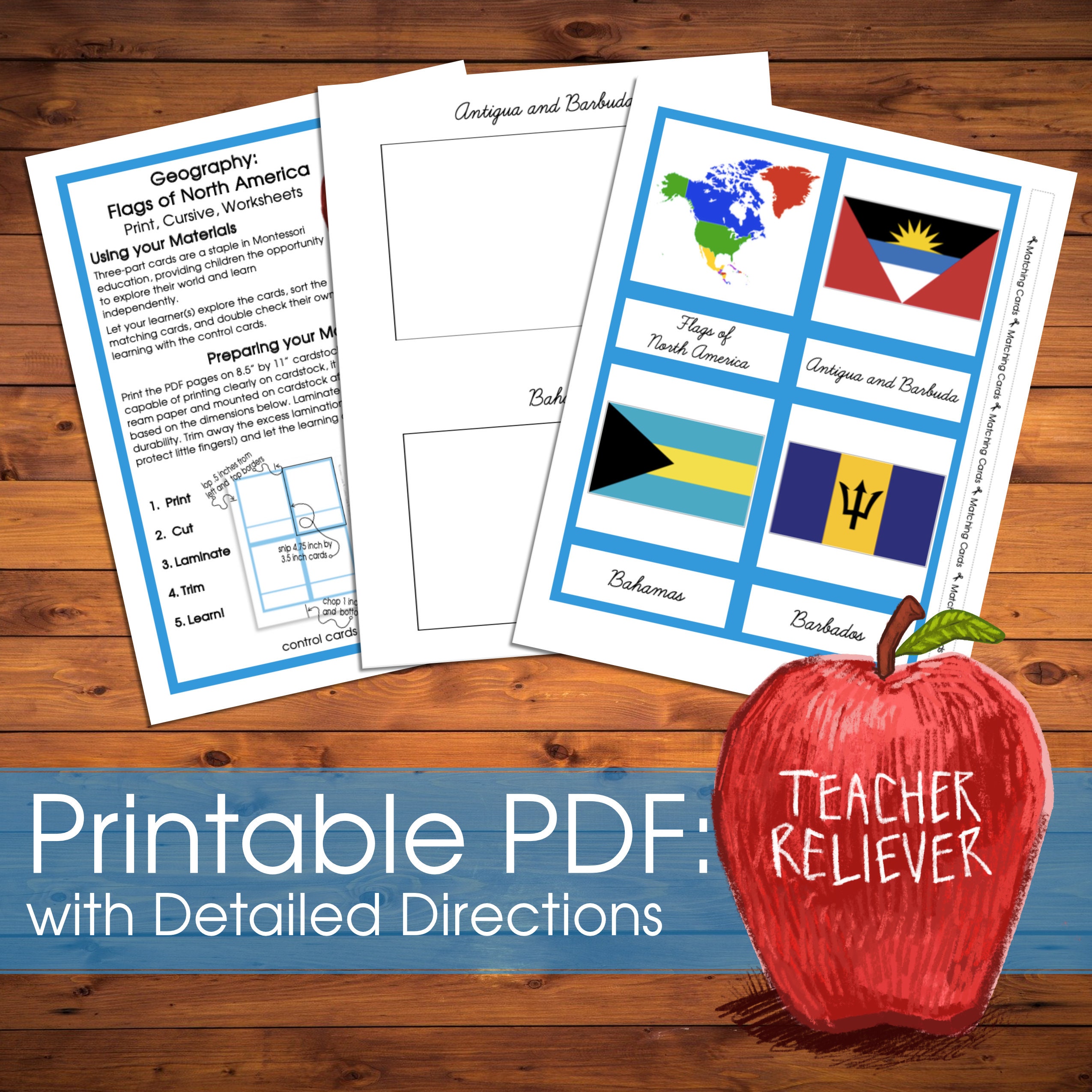 Three-part Cards: Geography World Country Flags Bundle Teach Montessori ...