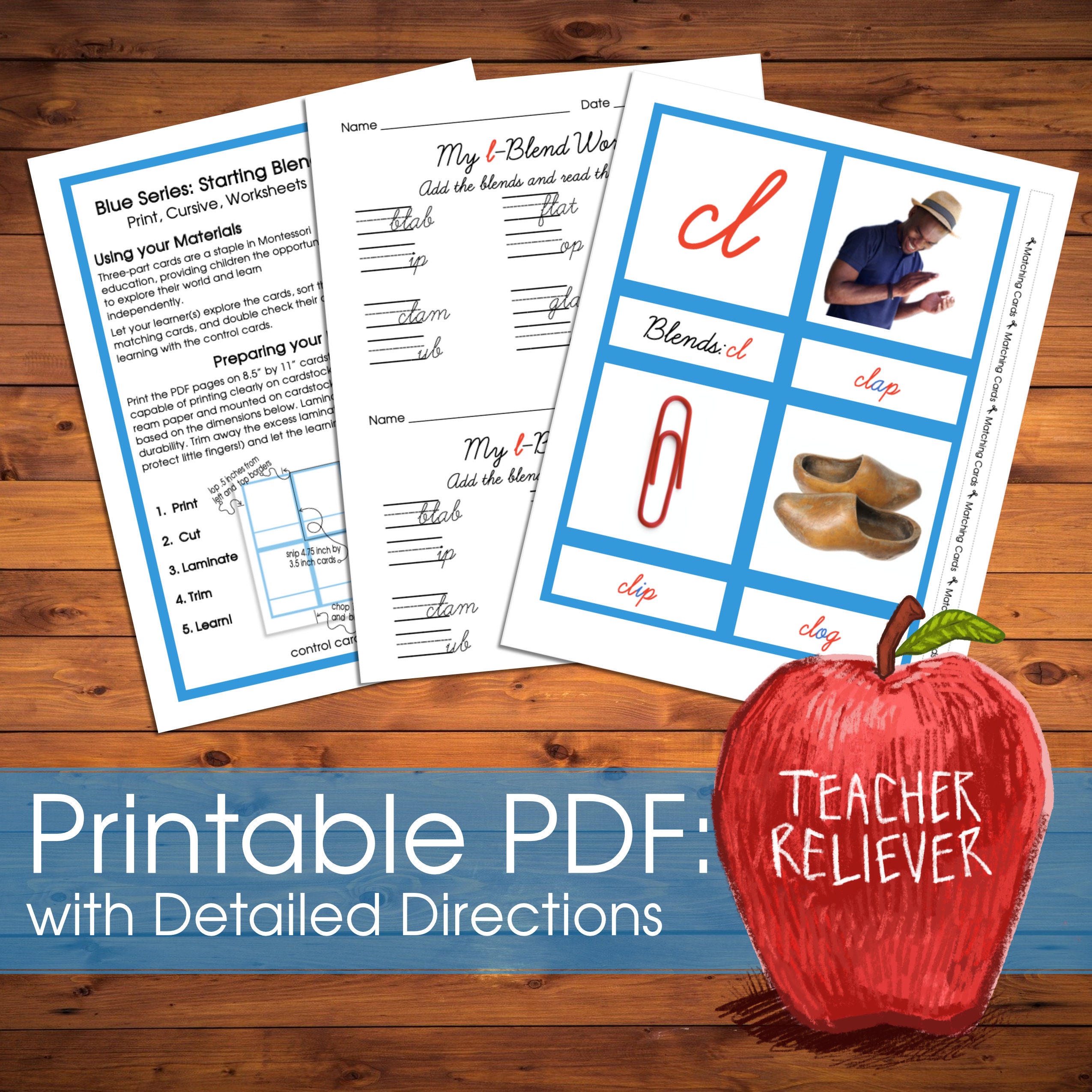 Three-part Cards: Blue Series + Teach Beginning Blends in Words ...