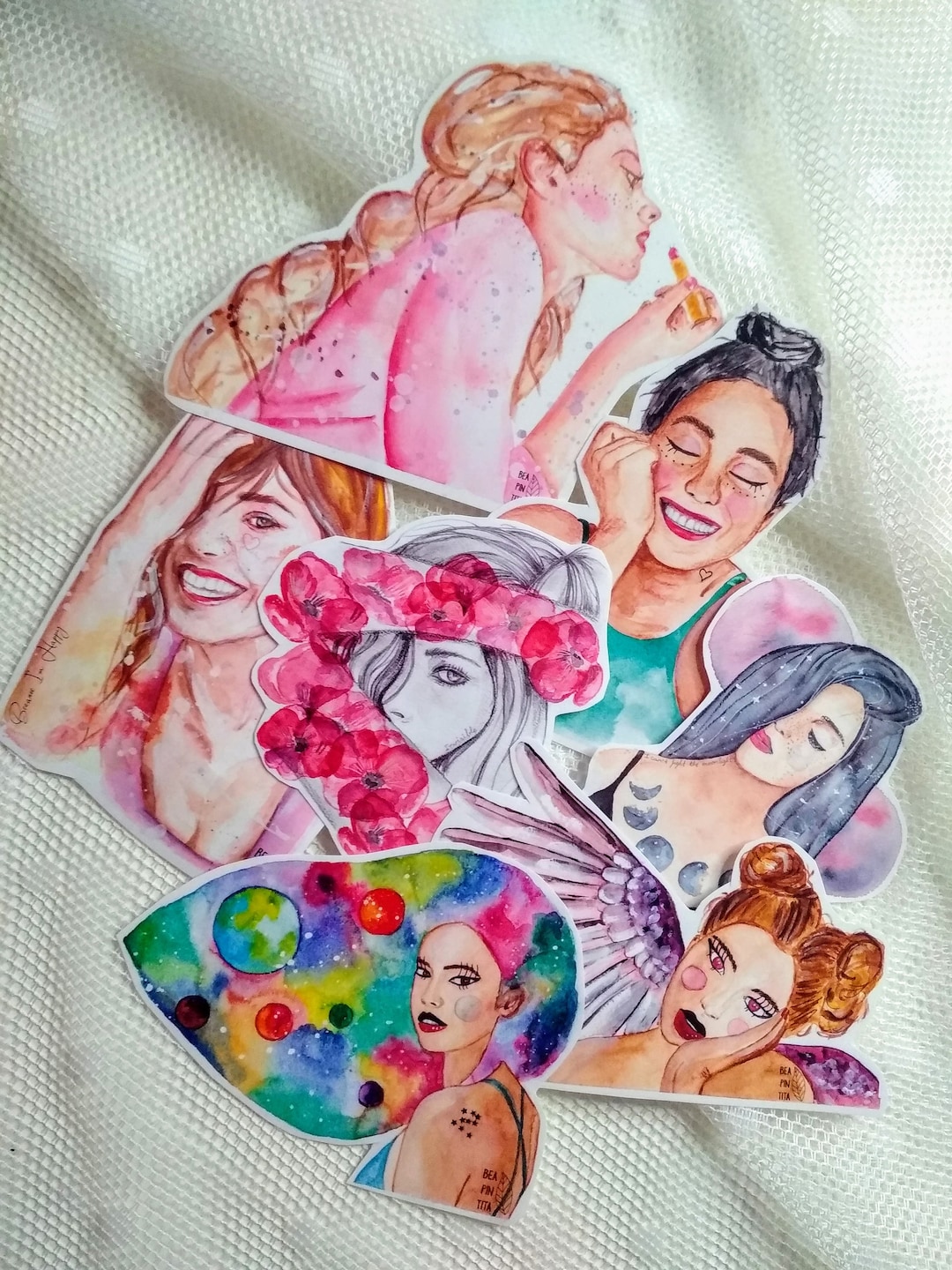 Mädchen Sticker, schöne Gesichter Sticker, Frauen Glossy Sticker ...