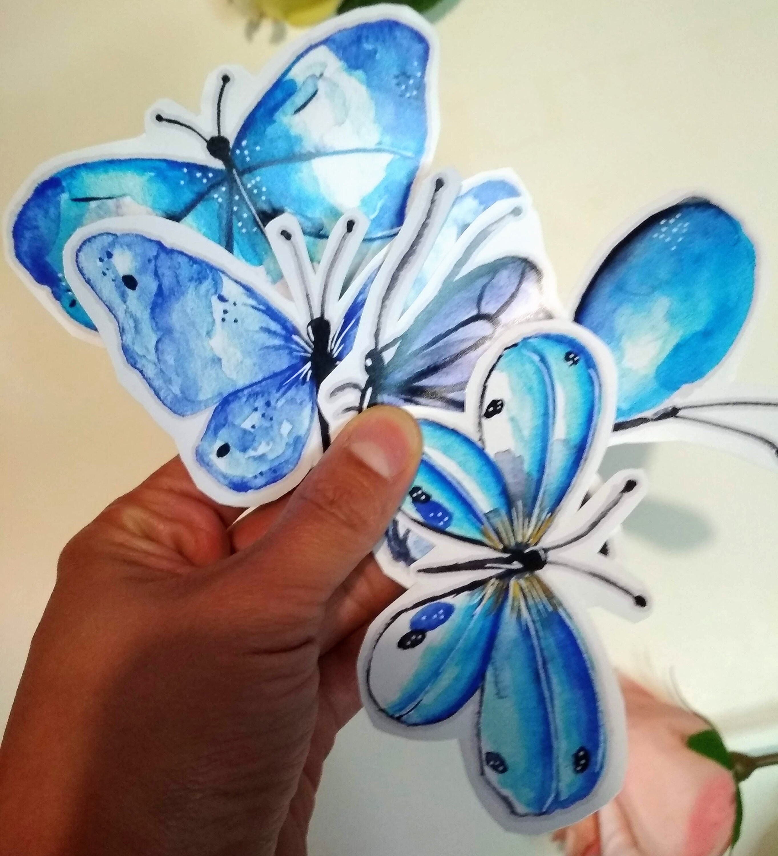 Blaue Schmetterlinge Sticker, blaue Schmetterlinge, blaue Vinyl Sticker ...