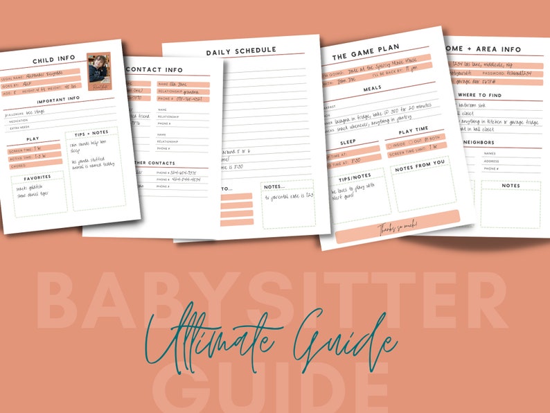 Ultimate Babysitter Information Guide, Instant PDF Download + Canva ...