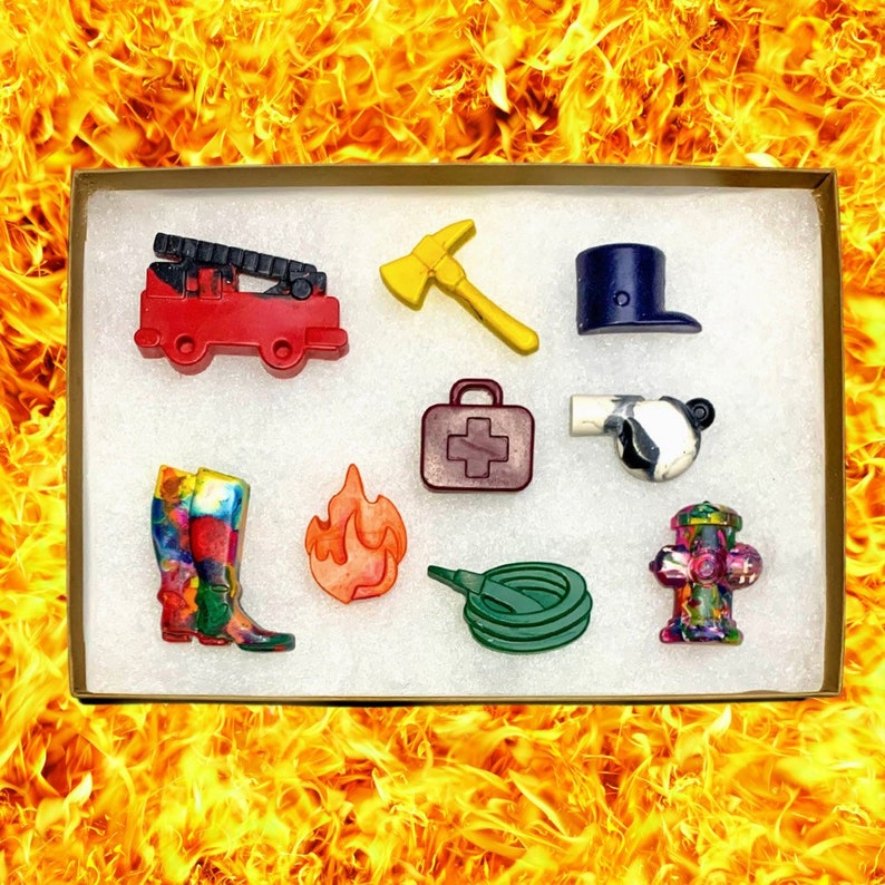 Fireman Crayon, Fire Truck Crayon, Gift Box for Kids, Firefighter Theme ...