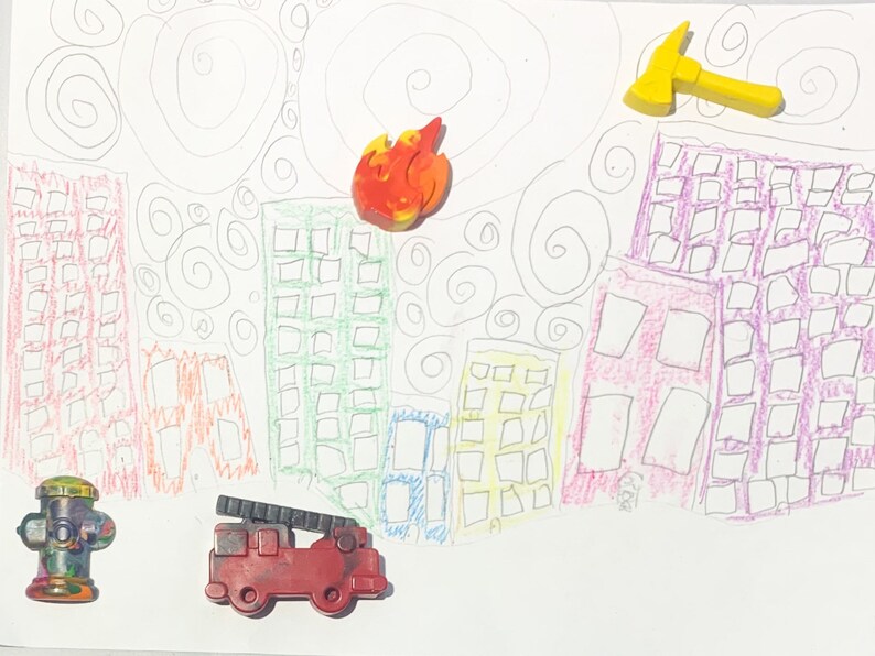 Fireman Crayon, Fire Truck Crayon, Gift Box for Kids, Firefighter Theme ...