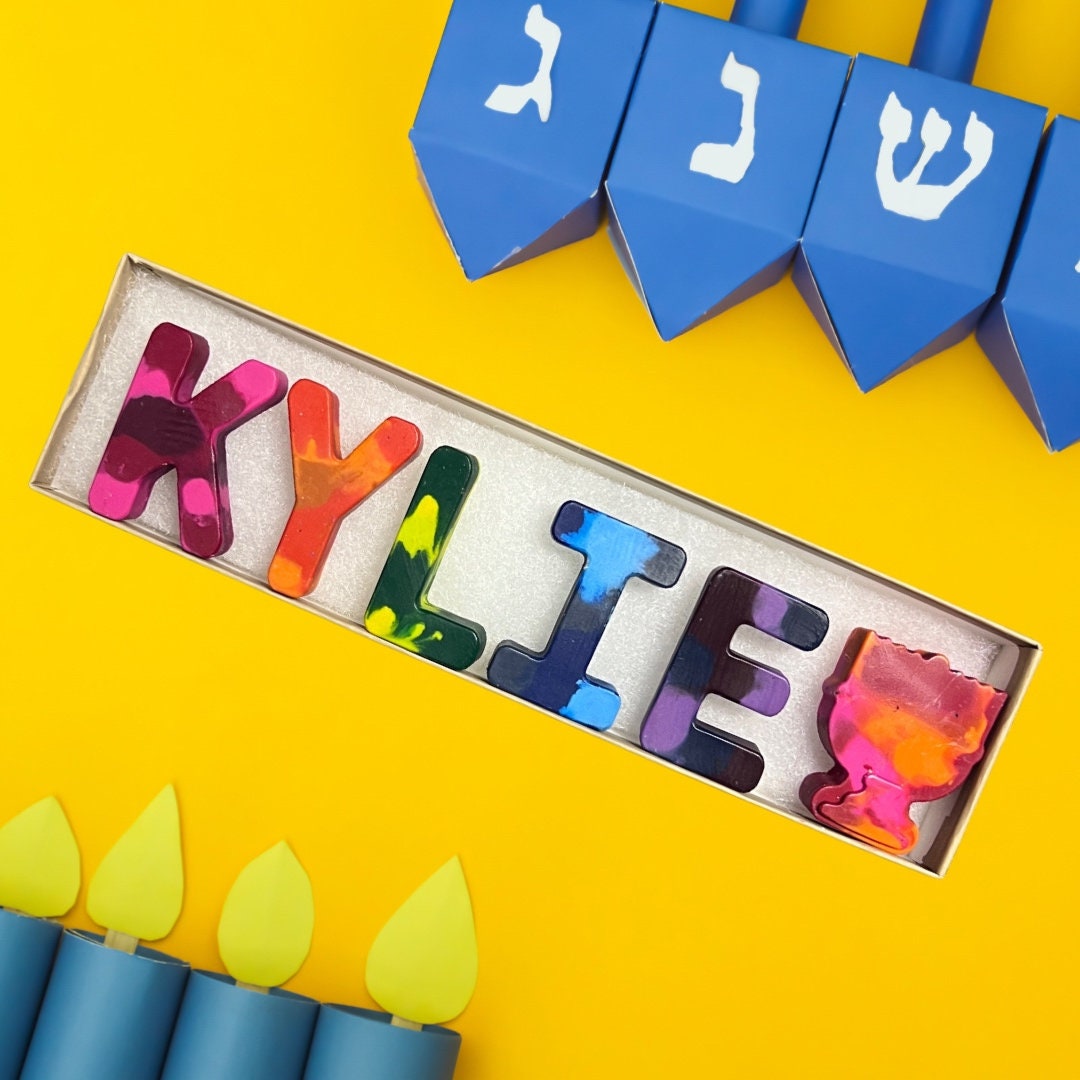 Personalized Hanukkah Gift for Kids, Custom Name Crayons, Jewish Gift ...