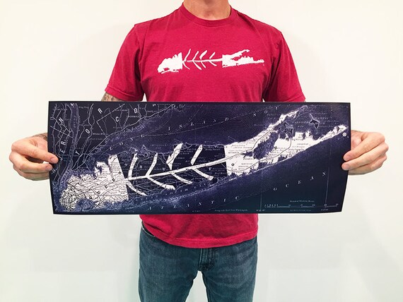 Carleton Long Island Fish Negative Map Poster - Etsy
