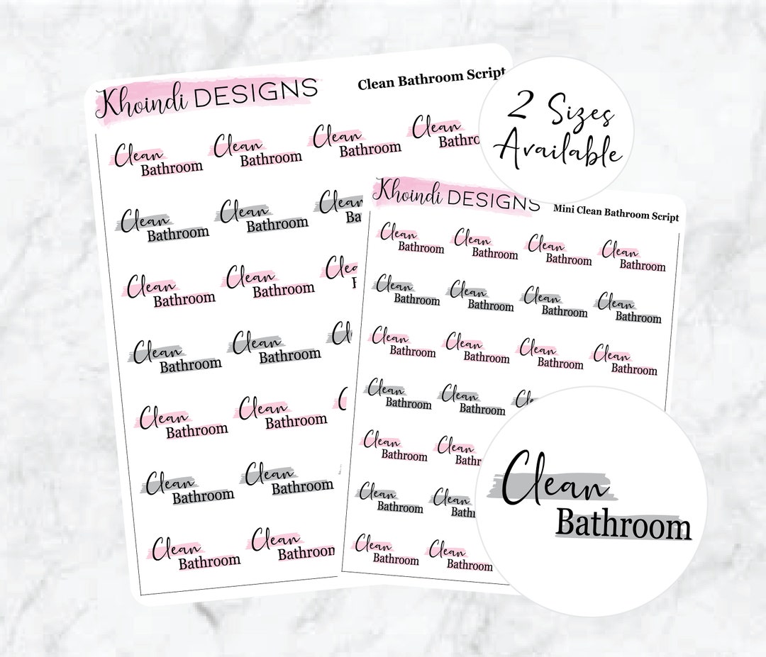 Clean Bathroom Script || Planner Sticker Sheet - Etsy