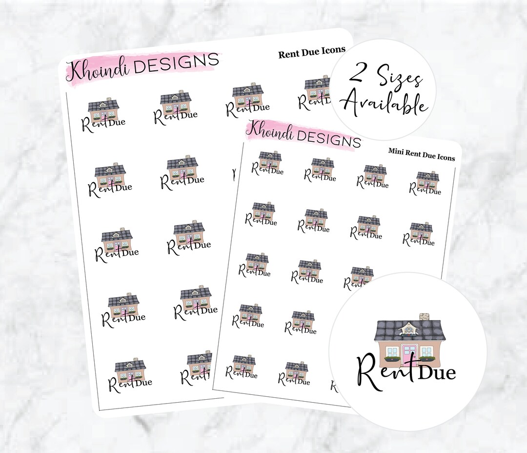 Rent Due Icon || Planner Sticker Sheet - Etsy