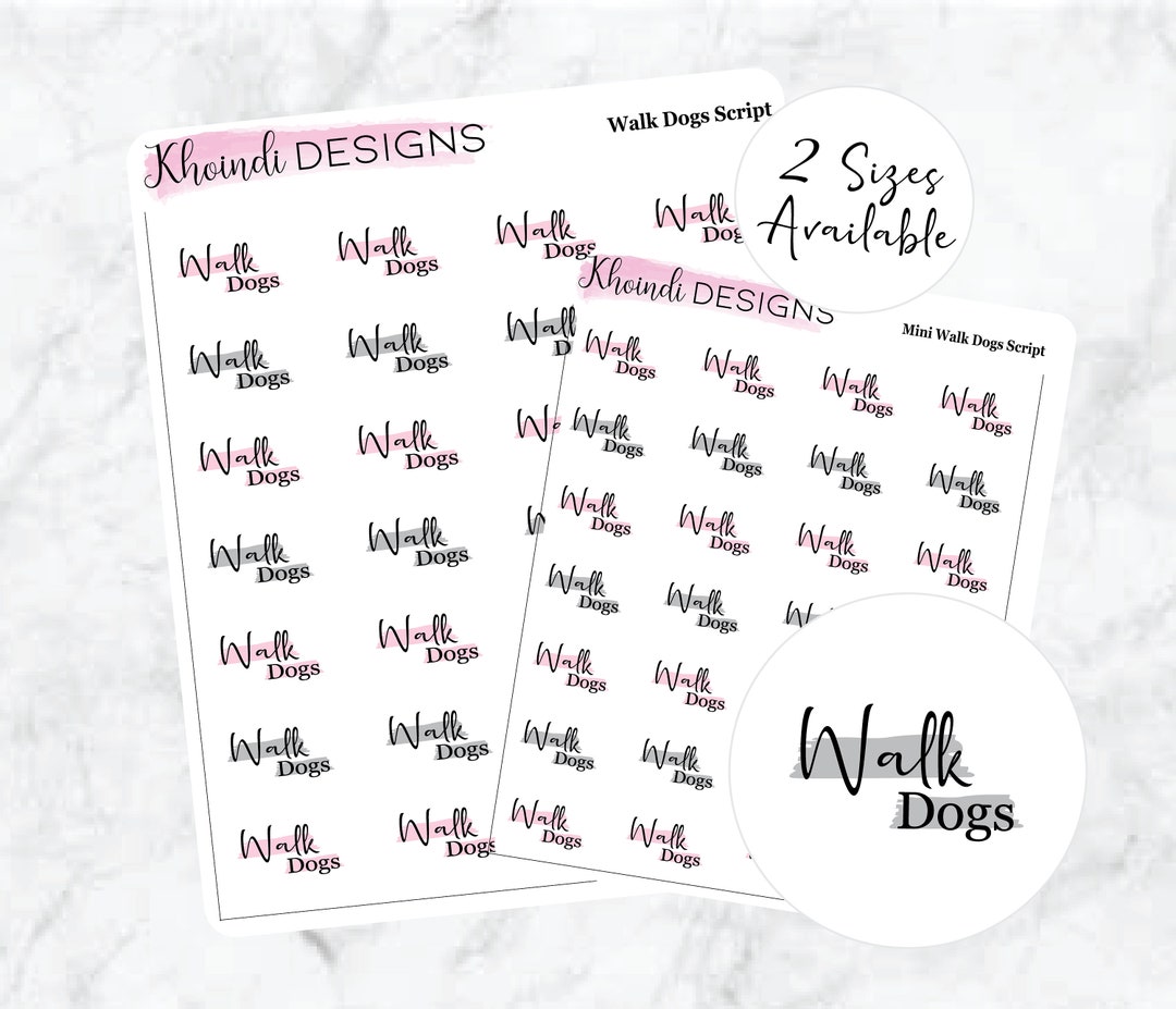 Walk Dogs Script || Planner Sticker Sheet - Etsy