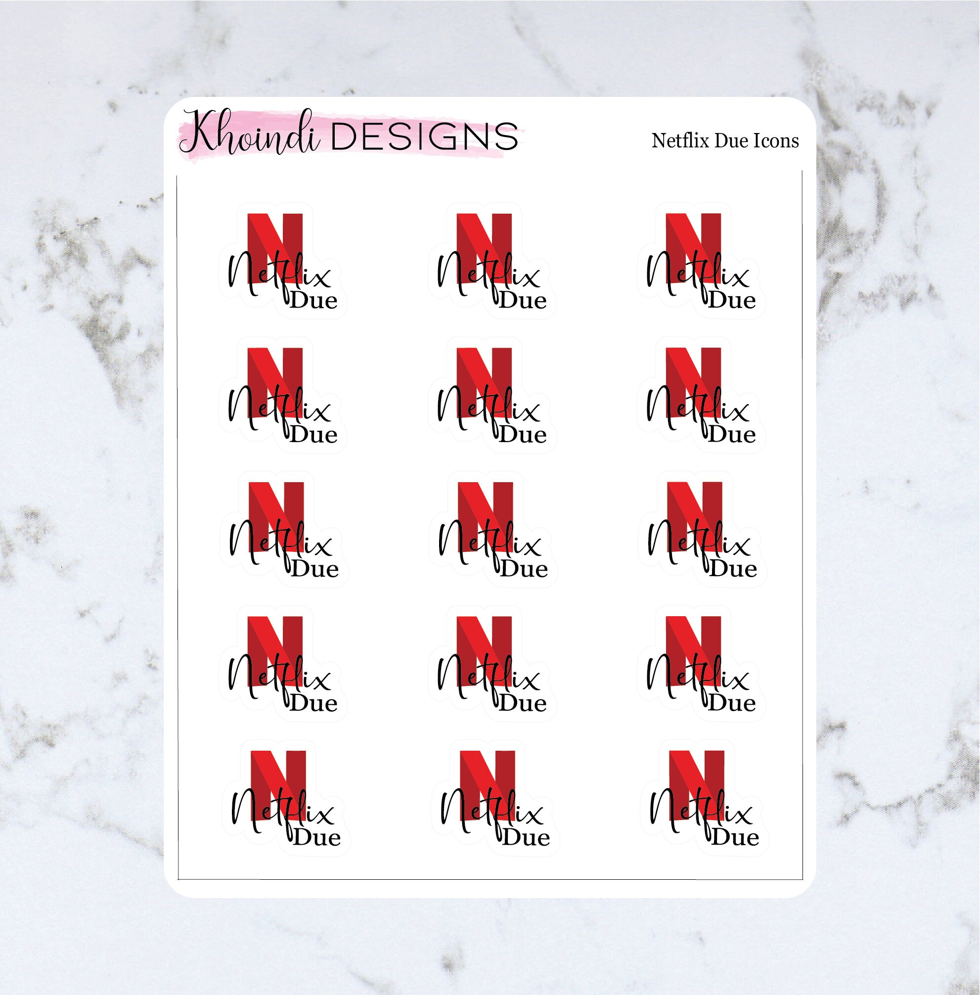 Netflix Due Icon Planner Sticker Sheet - Etsy Australia