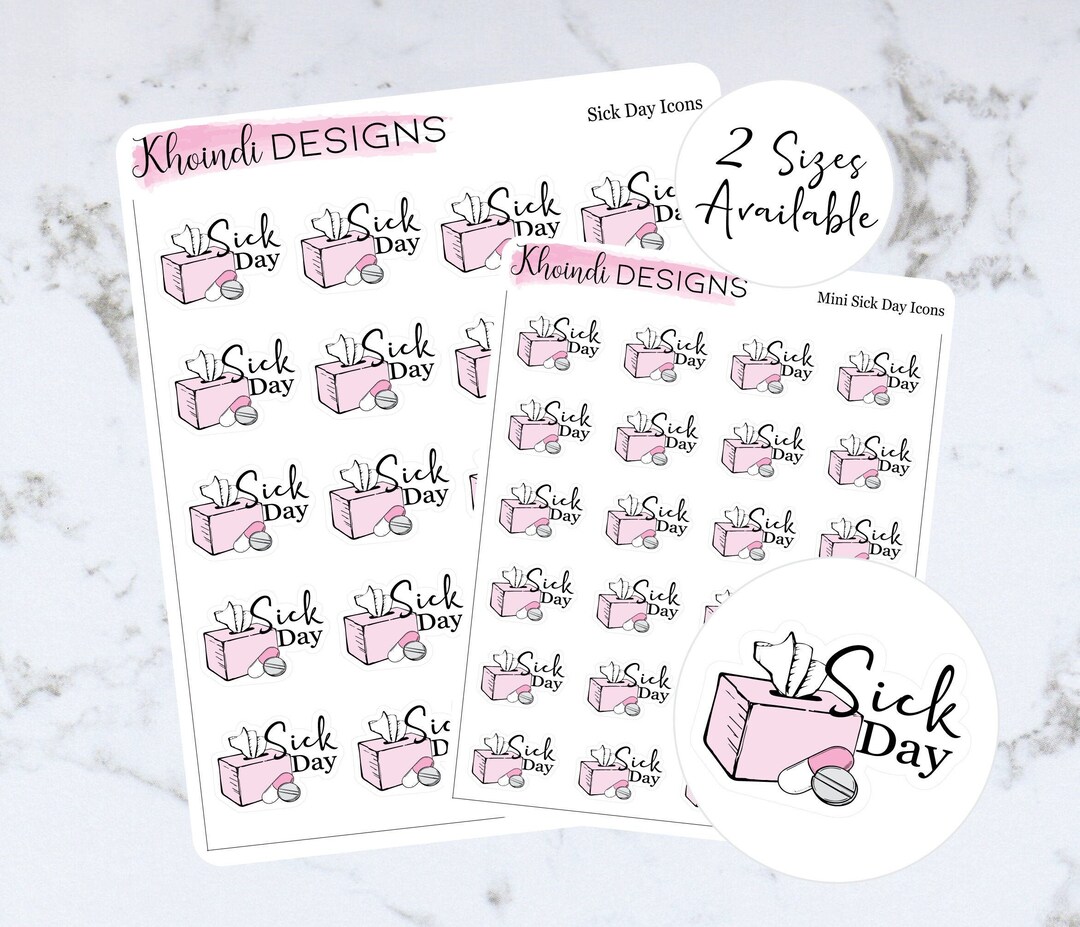 Sick Day Icon Planner Sticker Sheet - Etsy