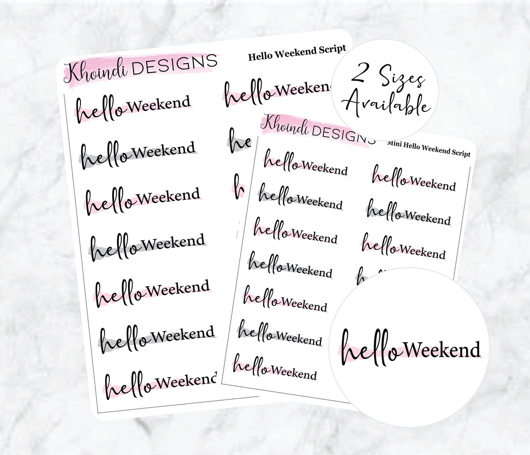 Hello Weekend Script || Planner Sticker Sheet - Etsy